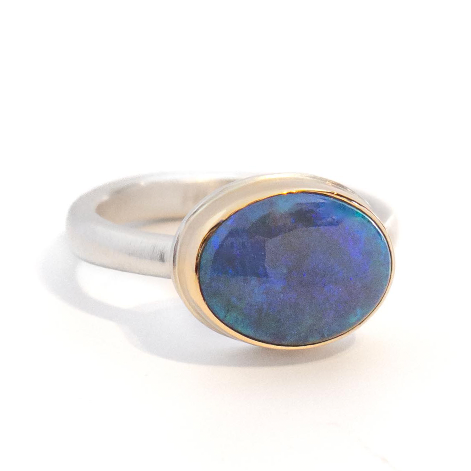 Australian Black Opal Ring – Silverado Gallery