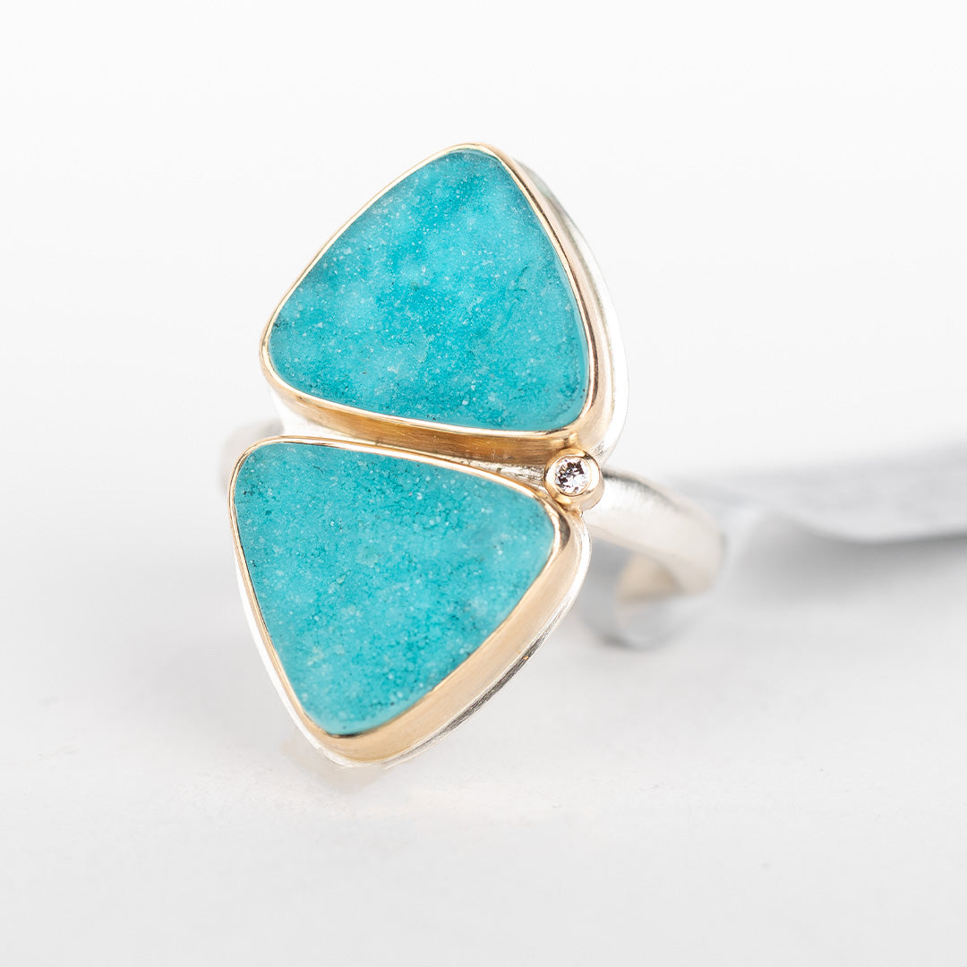 Trunk Show Double Chrysocolla Druzy Ring – Silverado Gallery