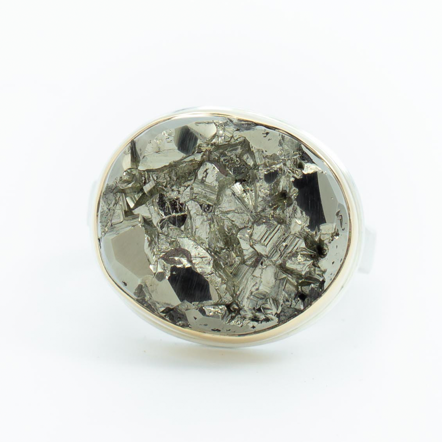 Oval Surface Cut Pyrite Ring – Silverado Gallery