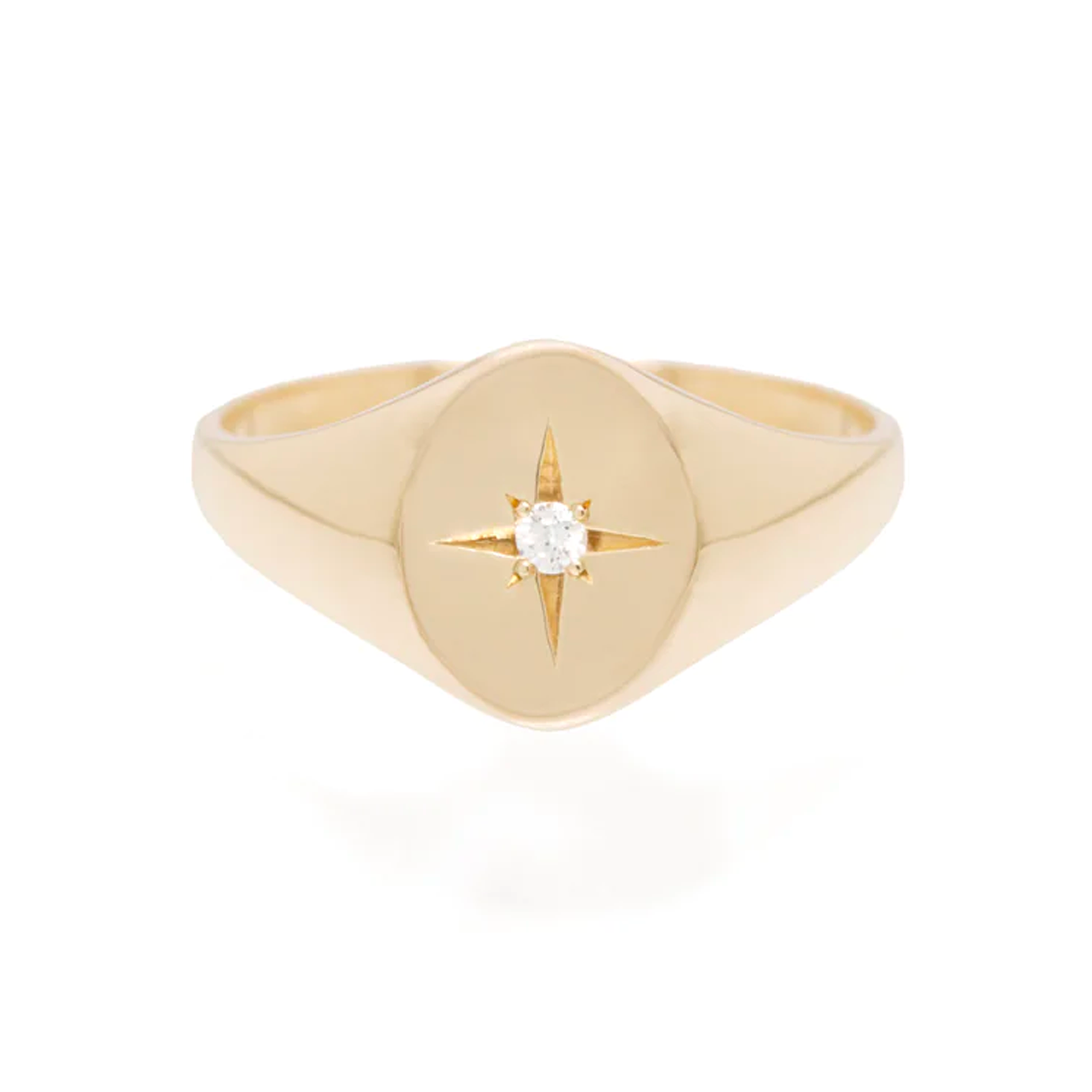 Star Set Diamond Oval Signet Ring – Silverado Gallery