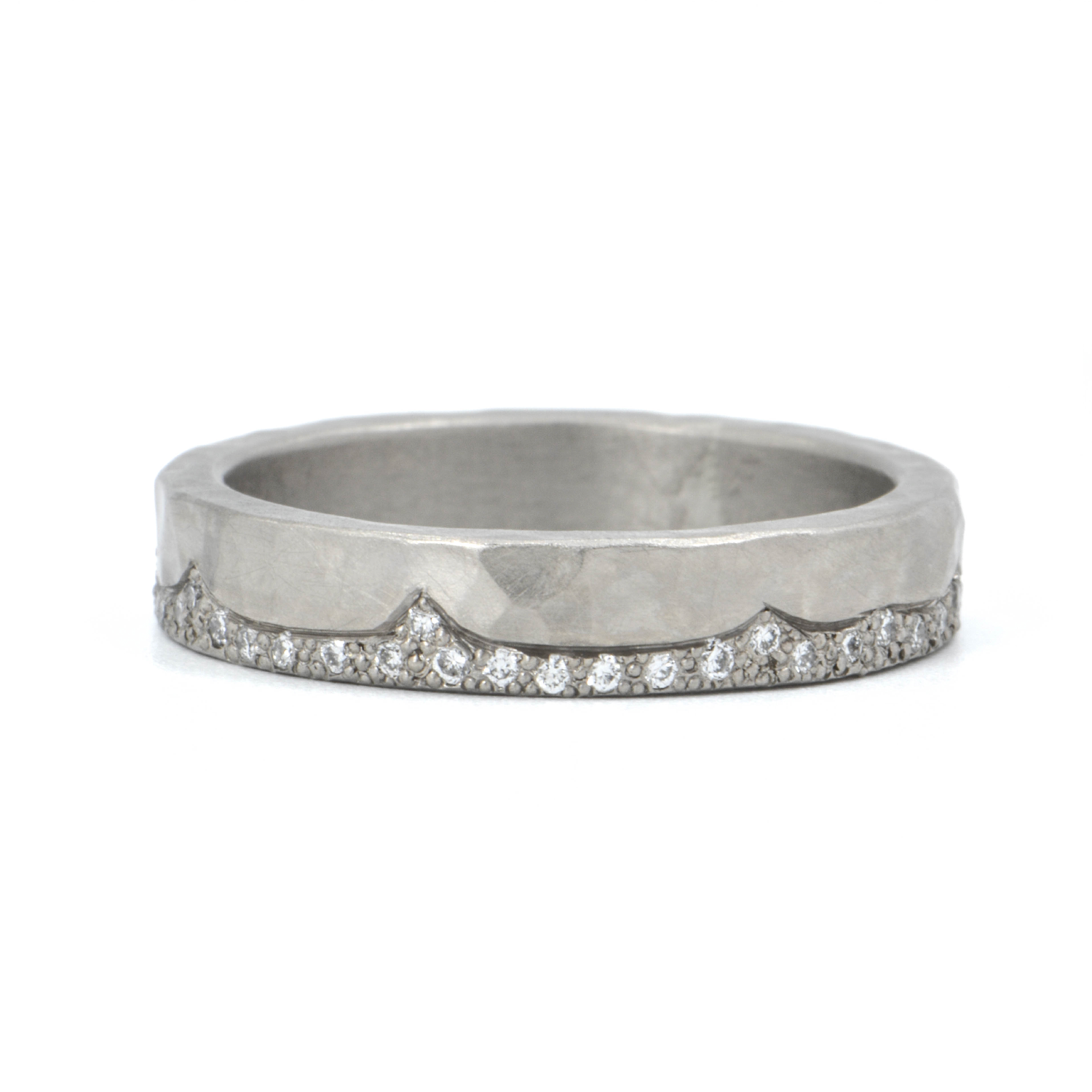 4mm White Gold Diamond Ridge Ring – Silverado Gallery