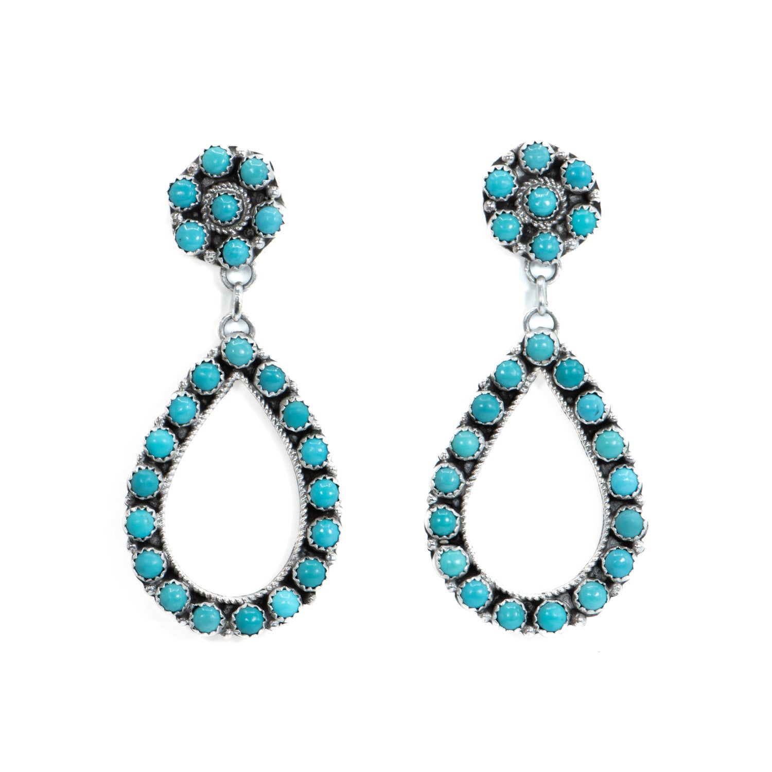 Turquoise Flower Loop Earrings – Silverado Gallery
