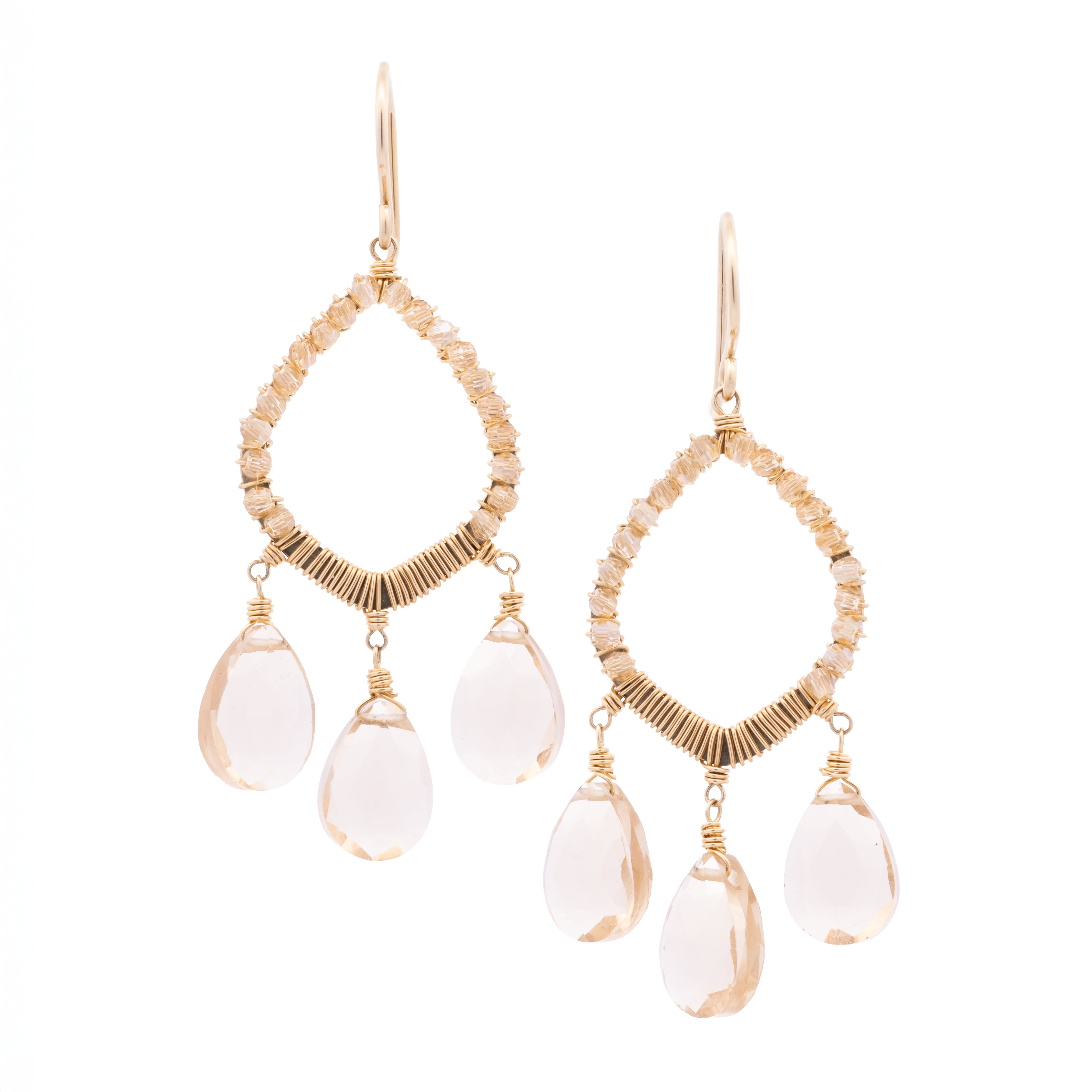 Peach Quartz Triple Drop Earrings – Silverado Gallery